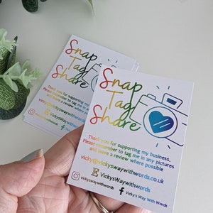 Snap Tag Share Social Media Business Cards Foiled - Etsy UK