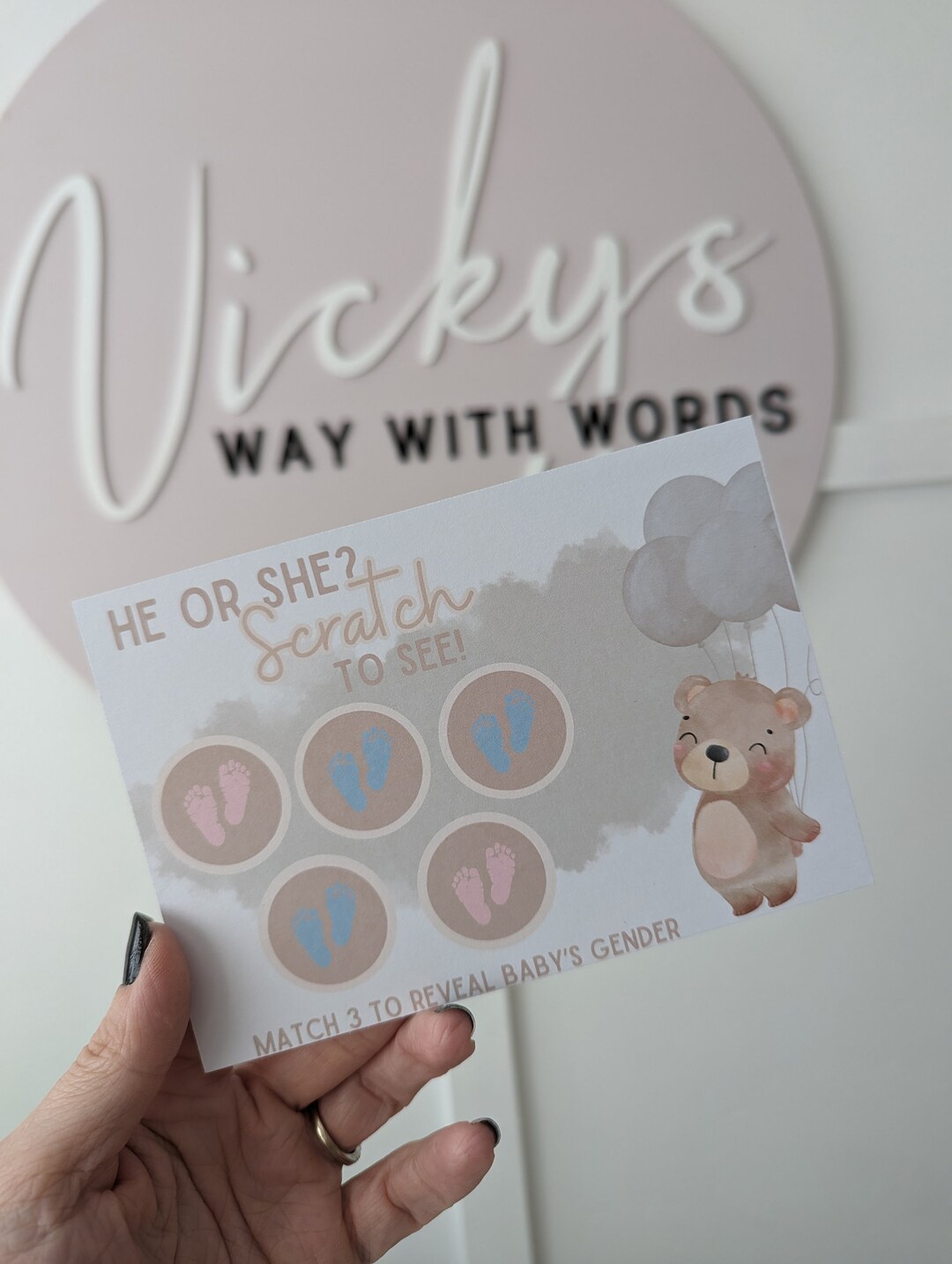 Boy or Girl Gender Reveal Scratch Card, Teddy Bear Scratch off Card for ...