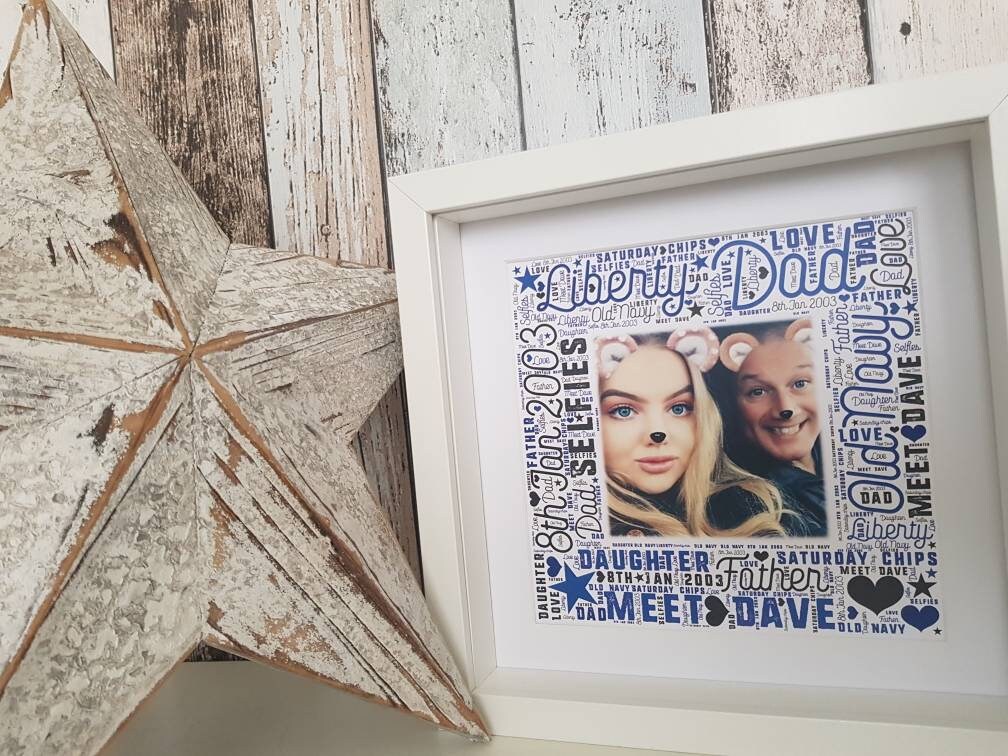 Personalised Word Art Print & Photo Box Frame, Birthday, Friend, Sister ...