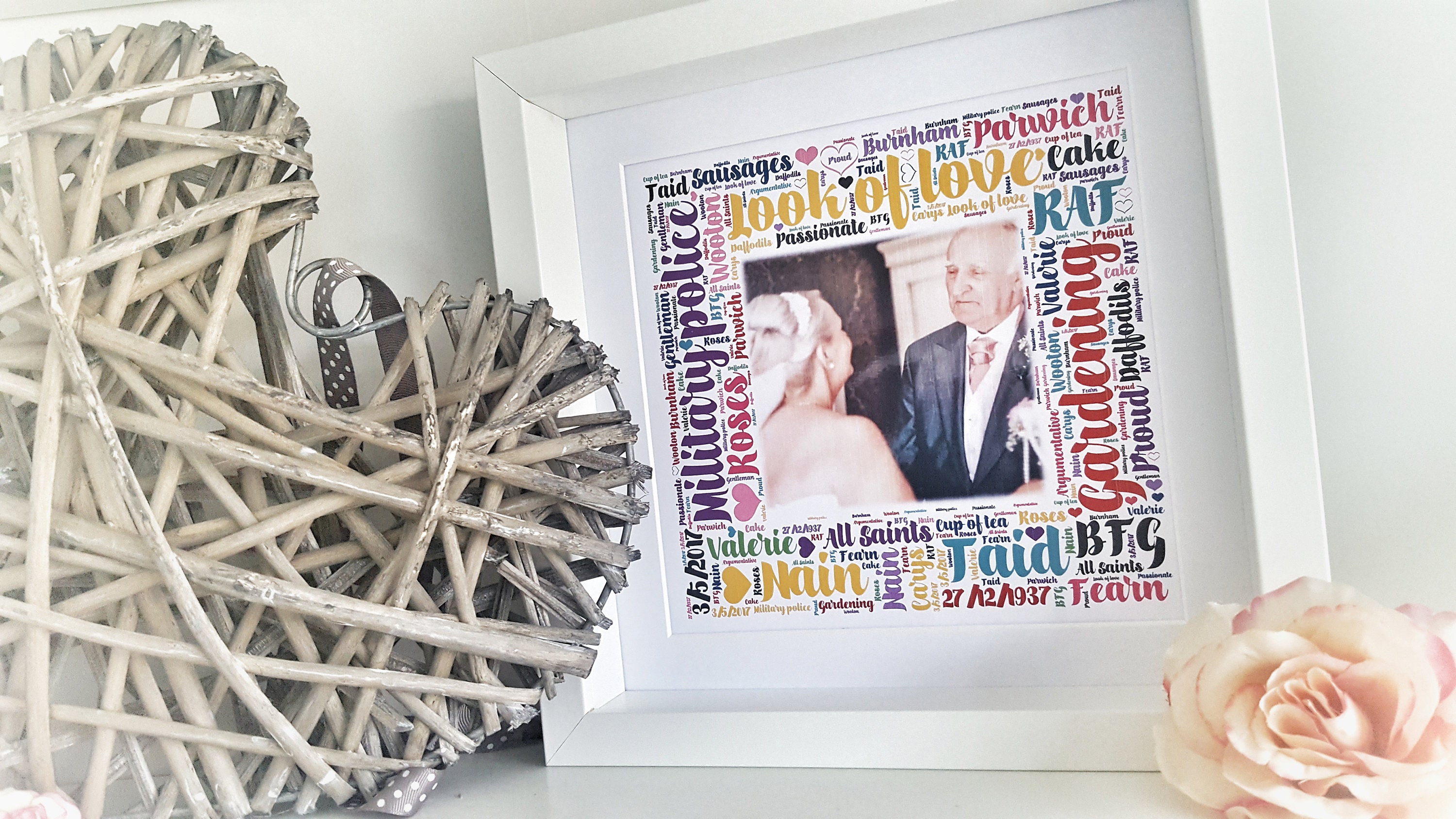 Personalised Word Art Print & Photo Box Frame, Birthday, Friend, Sister ...