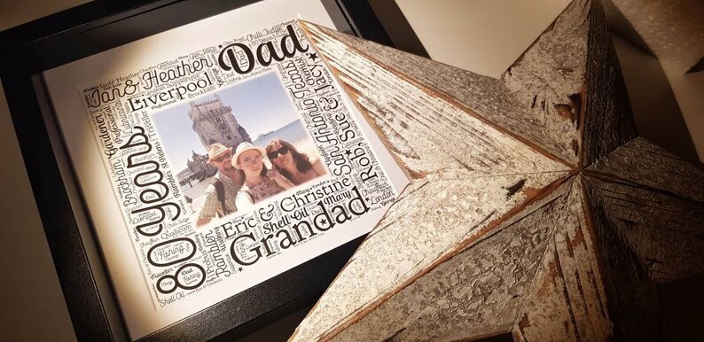 Personalised Word Art Print & Photo Box Frame, Birthday, Friend, Sister ...
