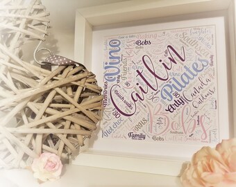 Personalised Word Art Print & Photo Box Frame Birthday | Etsy UK