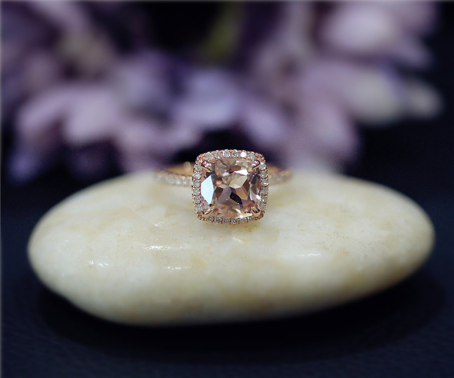 Engagement Ring 8mm Cushion Cut Natural VS Morganite Ring - Etsy