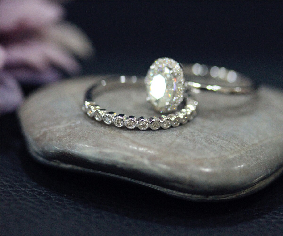 Charles & Colvard Moissanite Ring Set 1ct Oval Moissanite Ring - Etsy