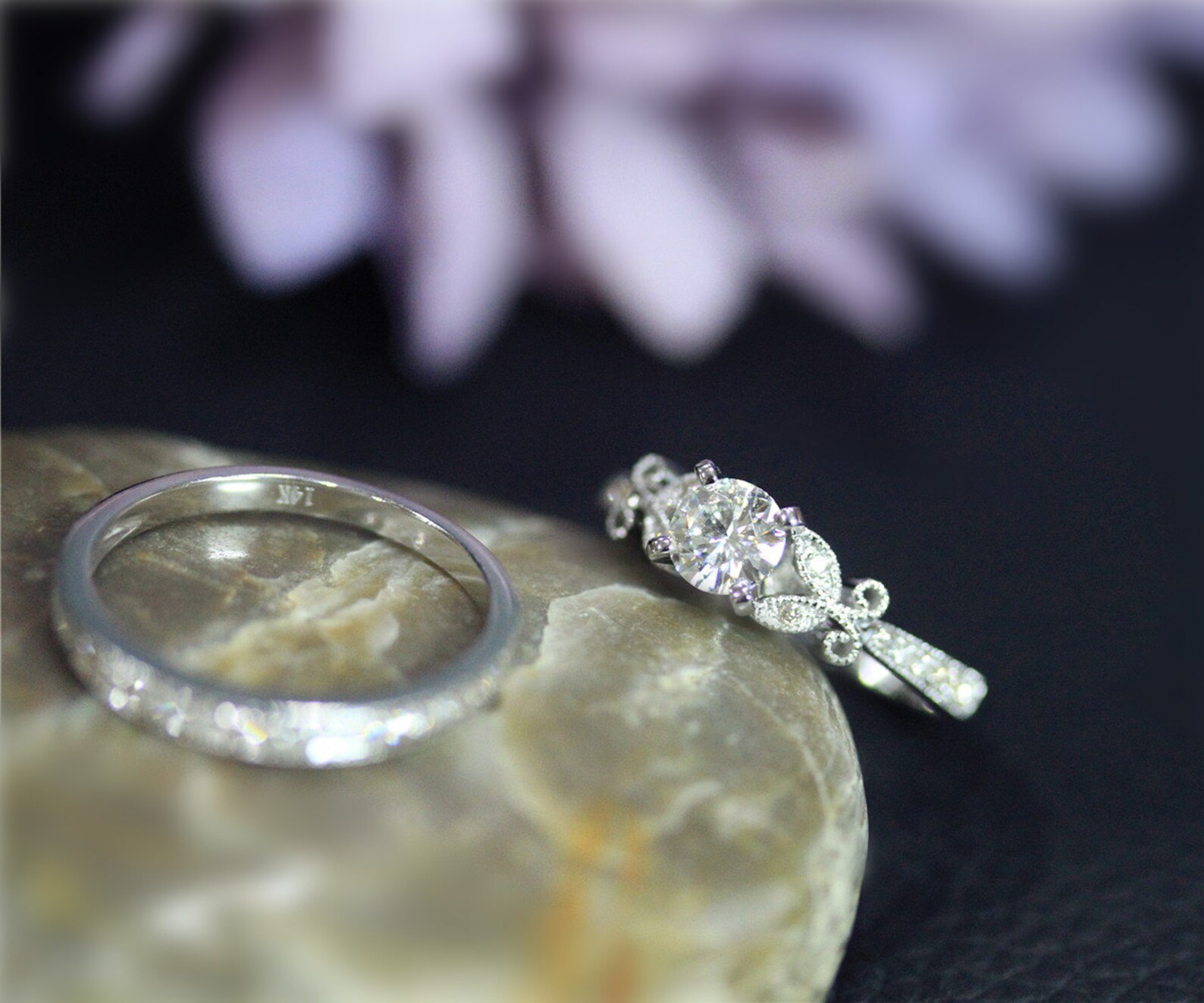 2 Rings Set Charles & Colvard Round Forever Classic - Etsy