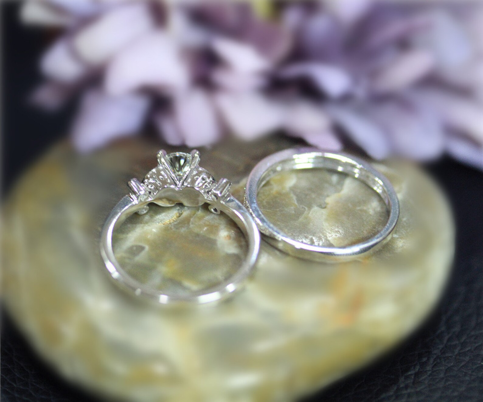 2 Rings Set Charles & Colvard Round Forever Classic - Etsy