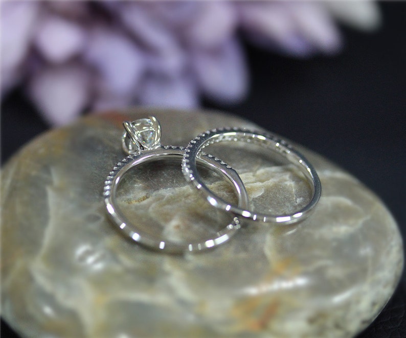 Brilliant Moissanite Engagement Ring Set 0.5ct Moissanite Ring Set ...