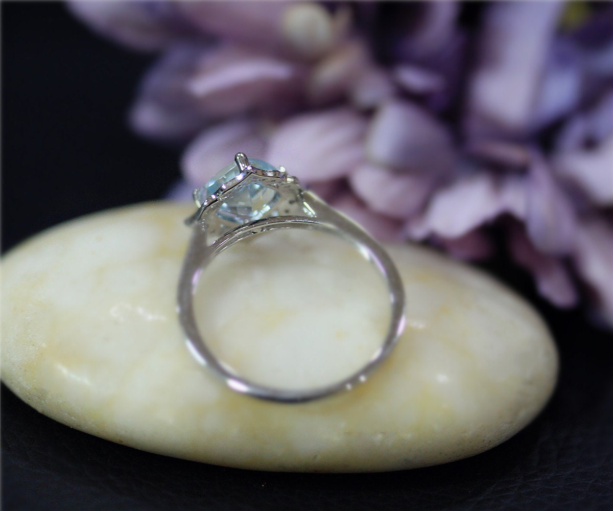Vintage Style Engagement Ring 7mm Cushion Natural VS - Etsy