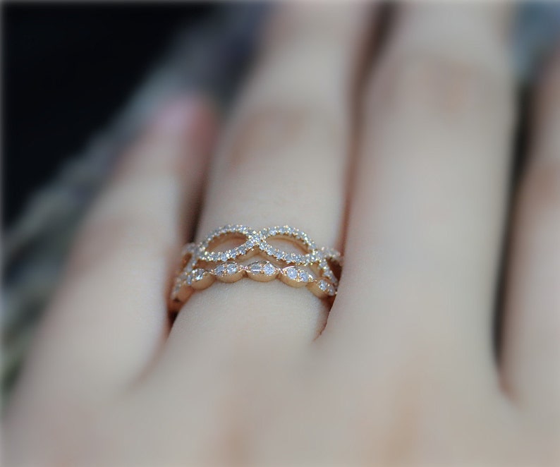 0.5ct Diamonds Wedding Ring Set Solid 14K Gold Rose Gold Ring Set ...
