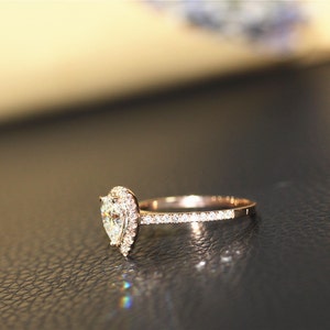 Bridal Ring 1ct Pear Charles & Colvard Forever Classic | Etsy