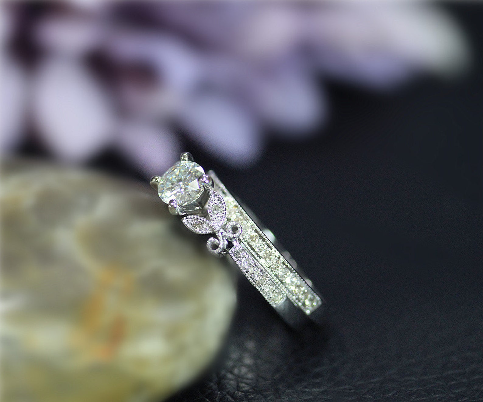 2 Rings Set Charles & Colvard Round Forever Classic - Etsy