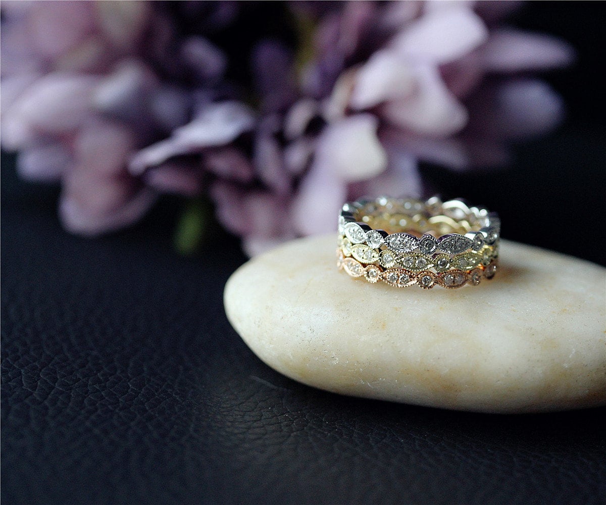 Three Colors to Choose Wedding Ring Natural Diamonds Wedding | Etsy