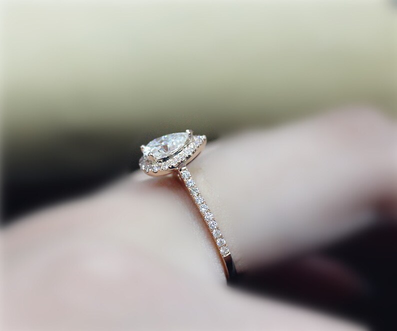 Bridal Ring 1ct Pear Charles & Colvard Forever Classic | Etsy