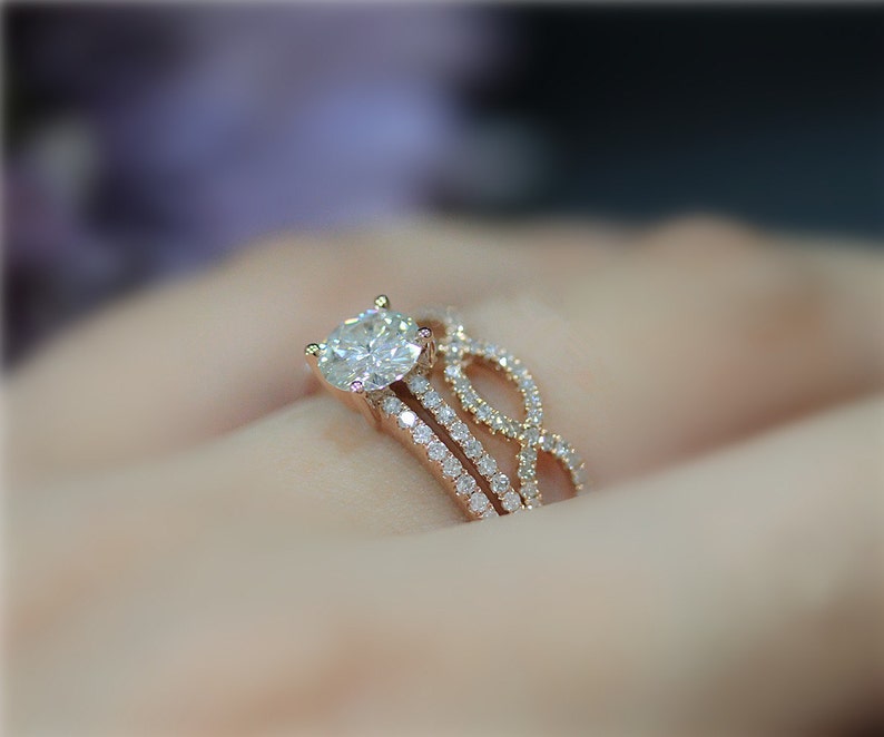 Perfect Bridal Set Charles & Colvard Moissanite Ring Set | Etsy