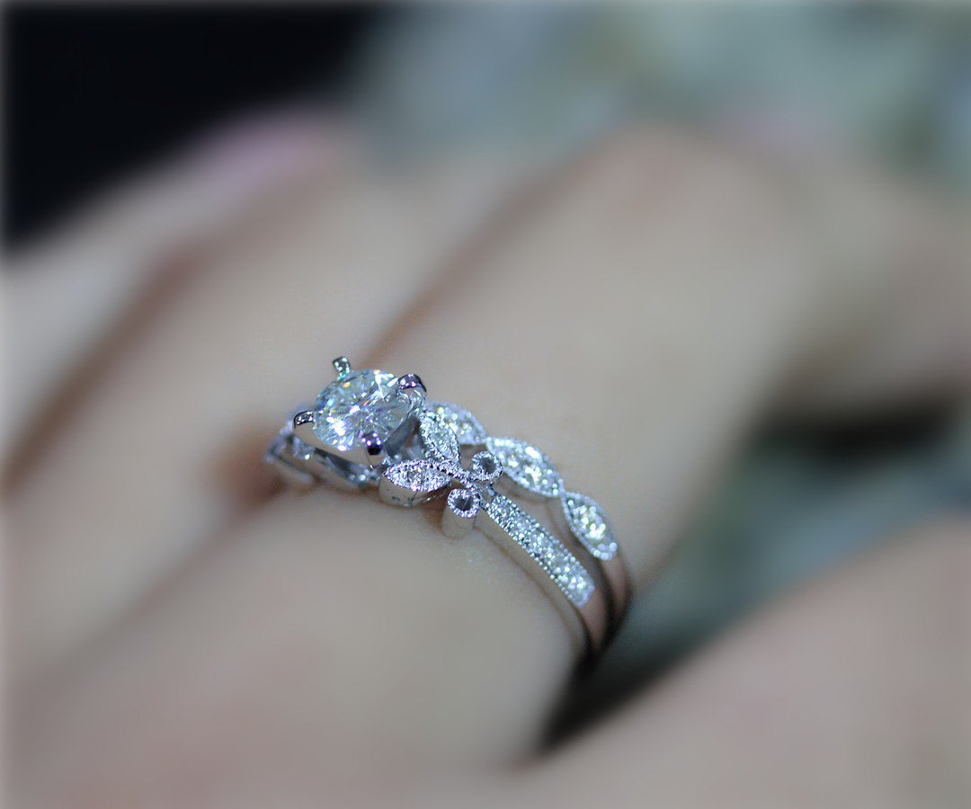 Charles & Colvard Round Forever One (g-h-i)moissanite Ring Set ...