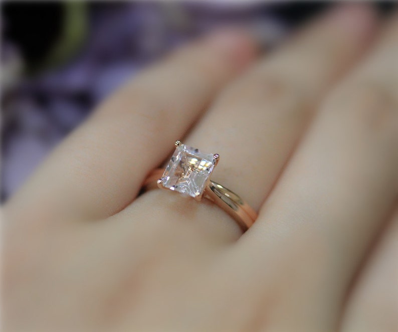 Anillo simple fijado para conjunto de anillo de compromiso - Etsy España