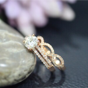 Perfect Bridal Set! Charles & Colvard Moissanite Ring Set Solid 14K ...