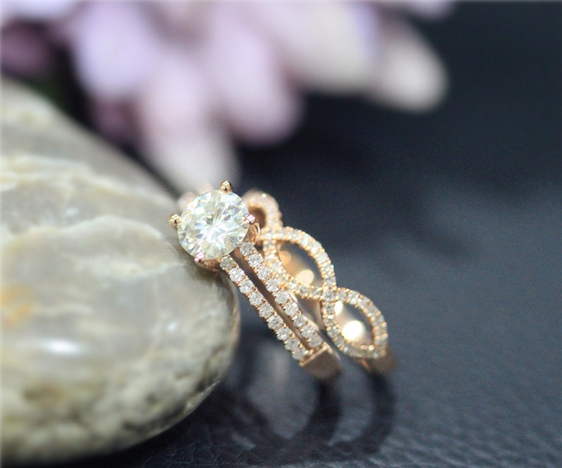 Perfect Bridal Set Charles & Colvard Moissanite Ring Set - Etsy