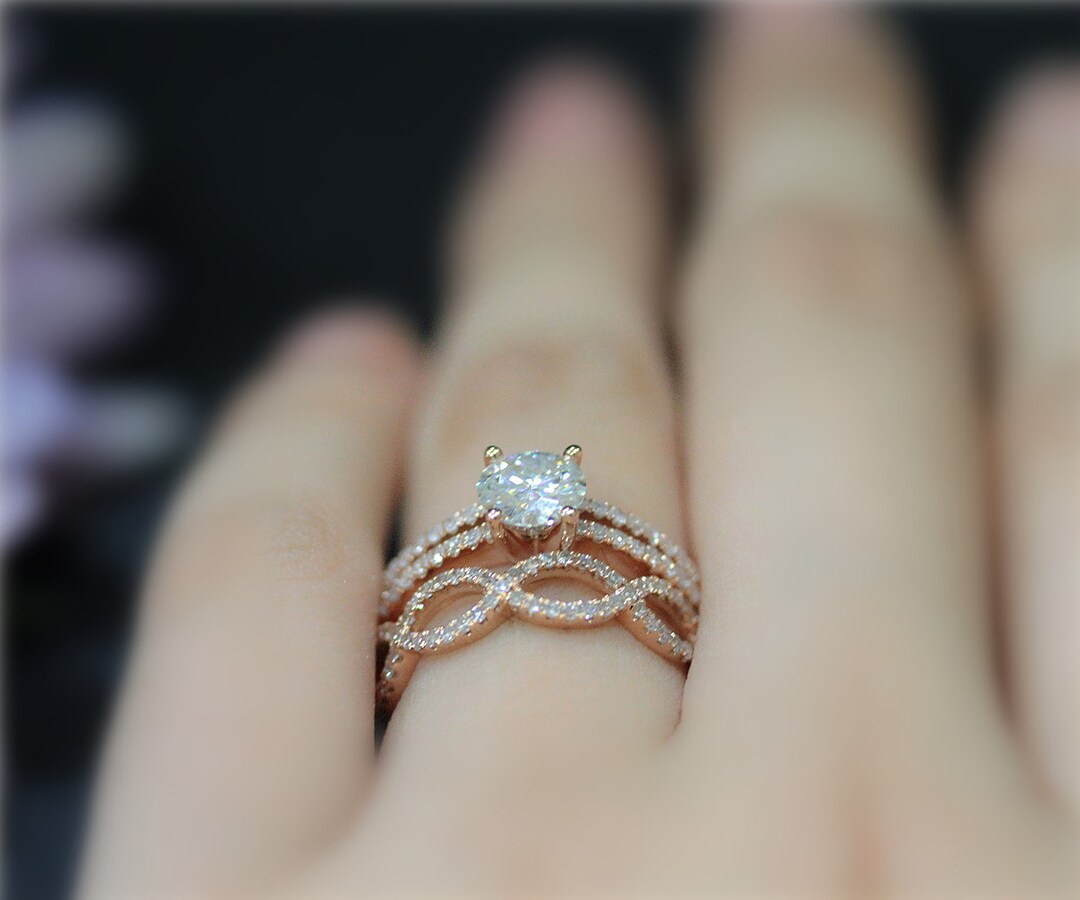 Perfect Bridal Set! Charles & Colvard Moissanite Ring Set Solid 14K ...