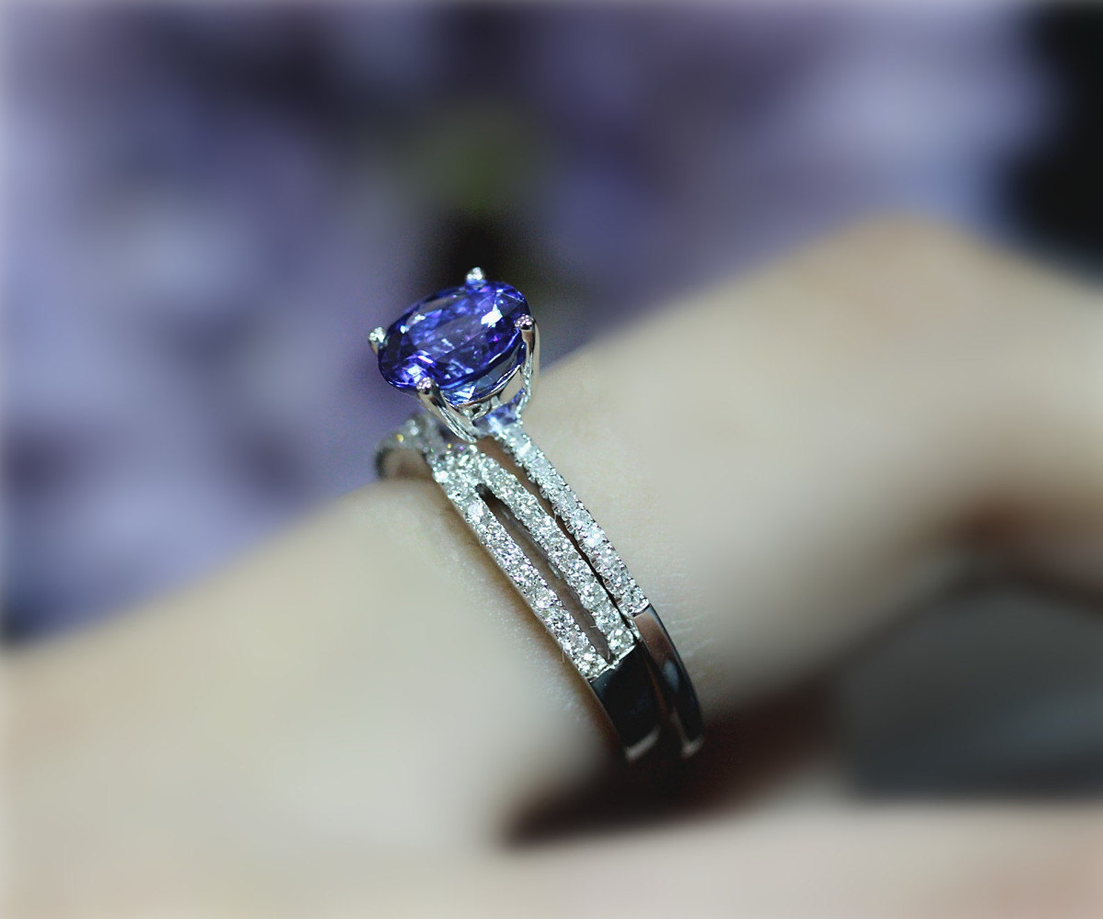 Genuine Tanzanite Ring Set VS Tanzanite Engagement Ring Set | Etsy