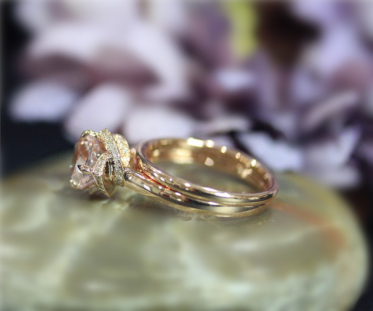 Rose For Christmas 2 Pcs Ring Set For Engagement Natural VS | Etsy