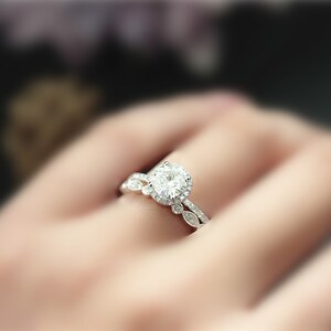 1ct Charles & Colvard Round Moissanite Ring Set, Diamond Accent Solid ...