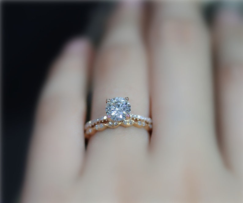 Charles and Colvard 1ct Brilliant Moissanite Engagement Ring - Etsy