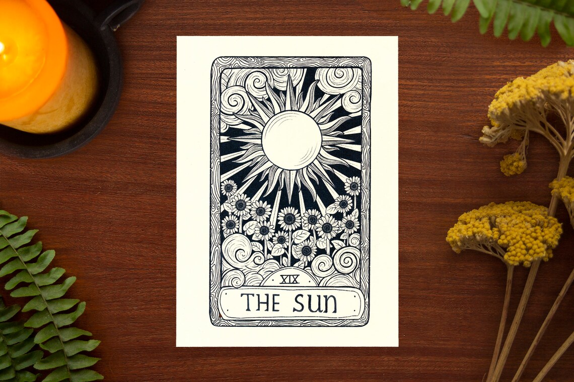 The Sun Tarot Card Illustration Art Print // A5 - 5.8" X 8.3" - Etsy