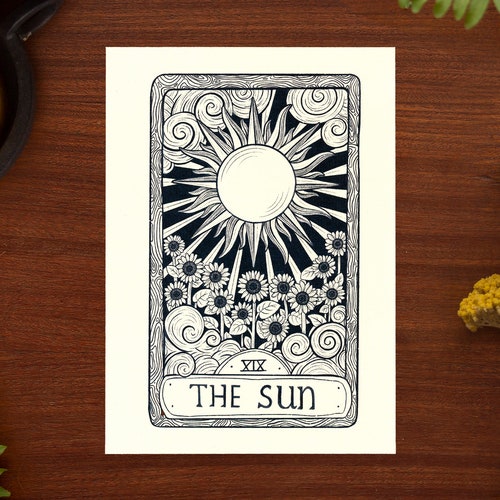 The Sun Tarot Card Illustration Art Print // A5 5.8 X - Etsy