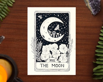 The Moon Tarot Card Art Print - Etsy