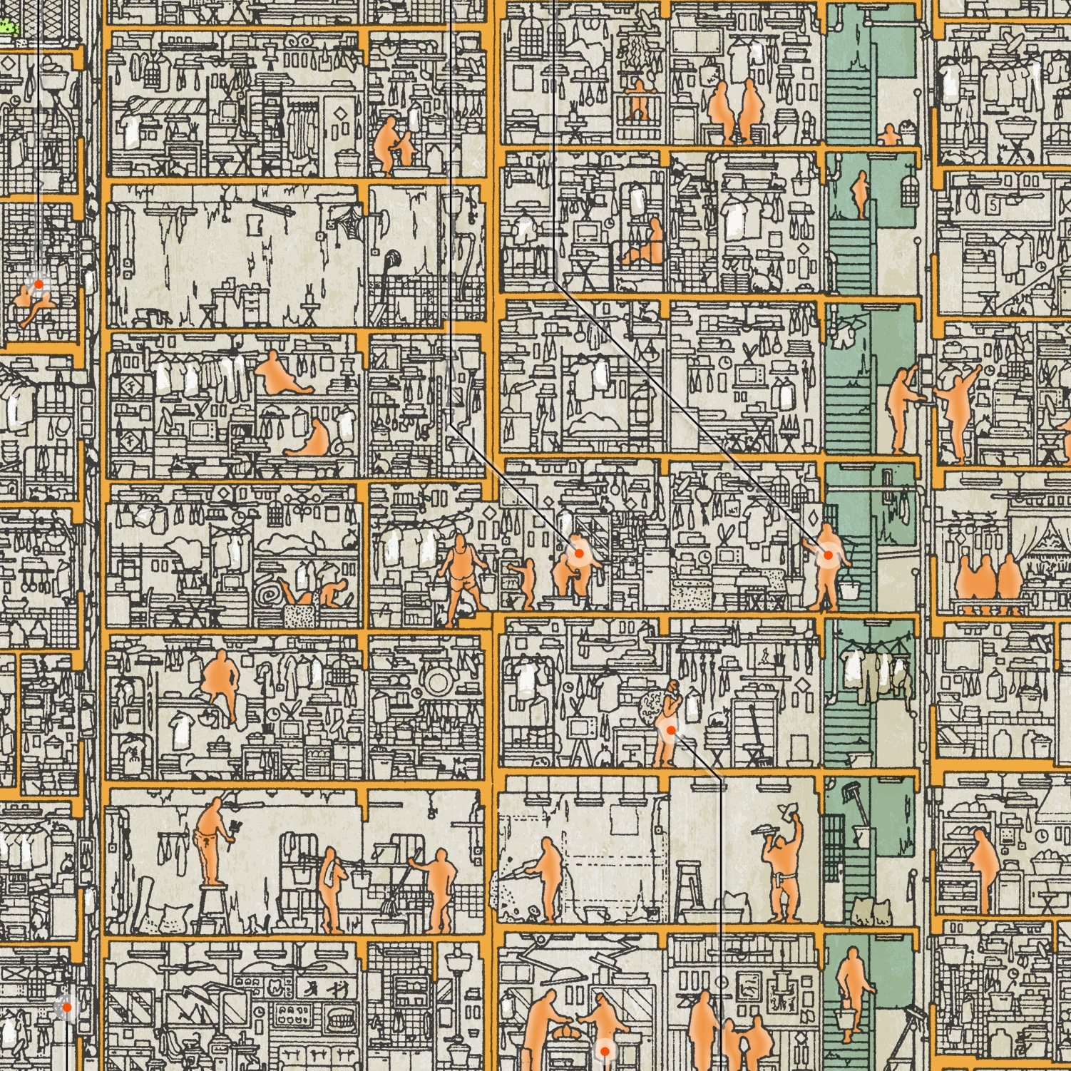 Kowloon Panorama - Walled City Cross Section - Colorversion: Classic - Etsy