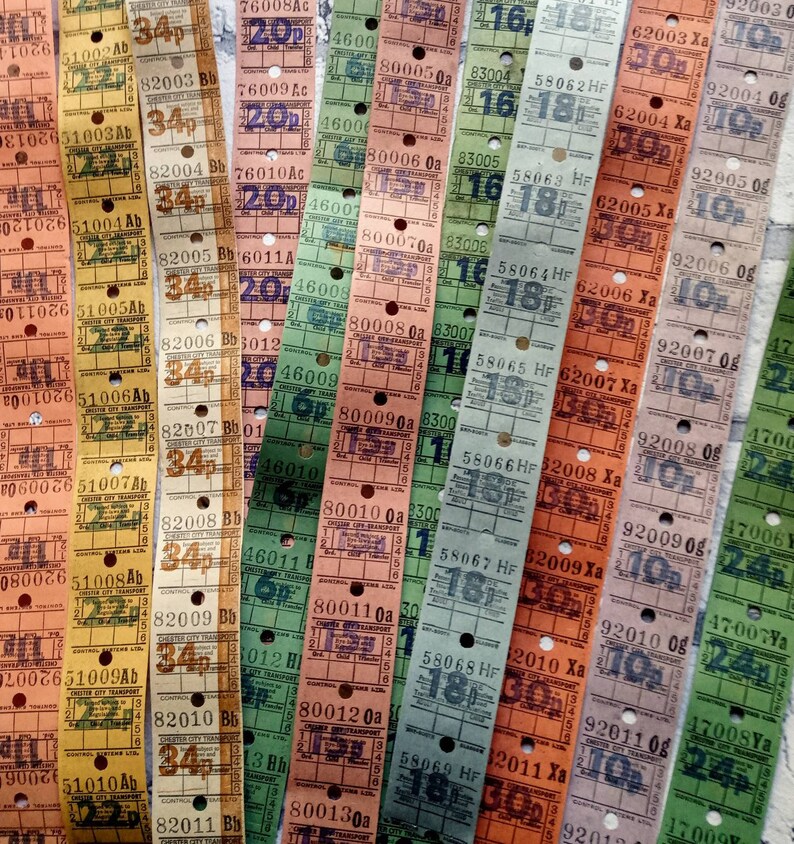 50 Vintage Bus Tickets British UK English Bus Tickets Etsy UK