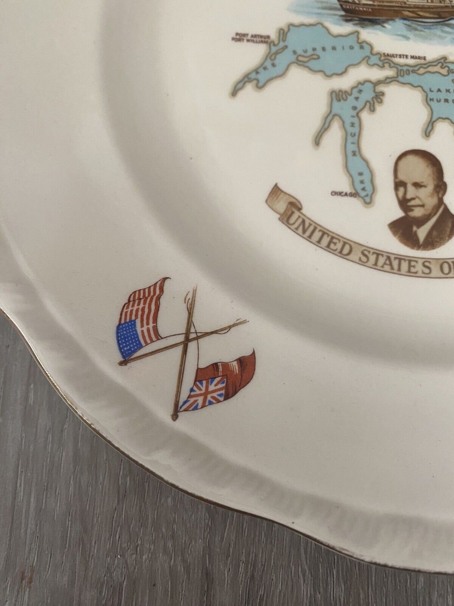 Meakin Plate 1959 Queen Elizabeth & Eisenhower St Lawrence Seaway ...