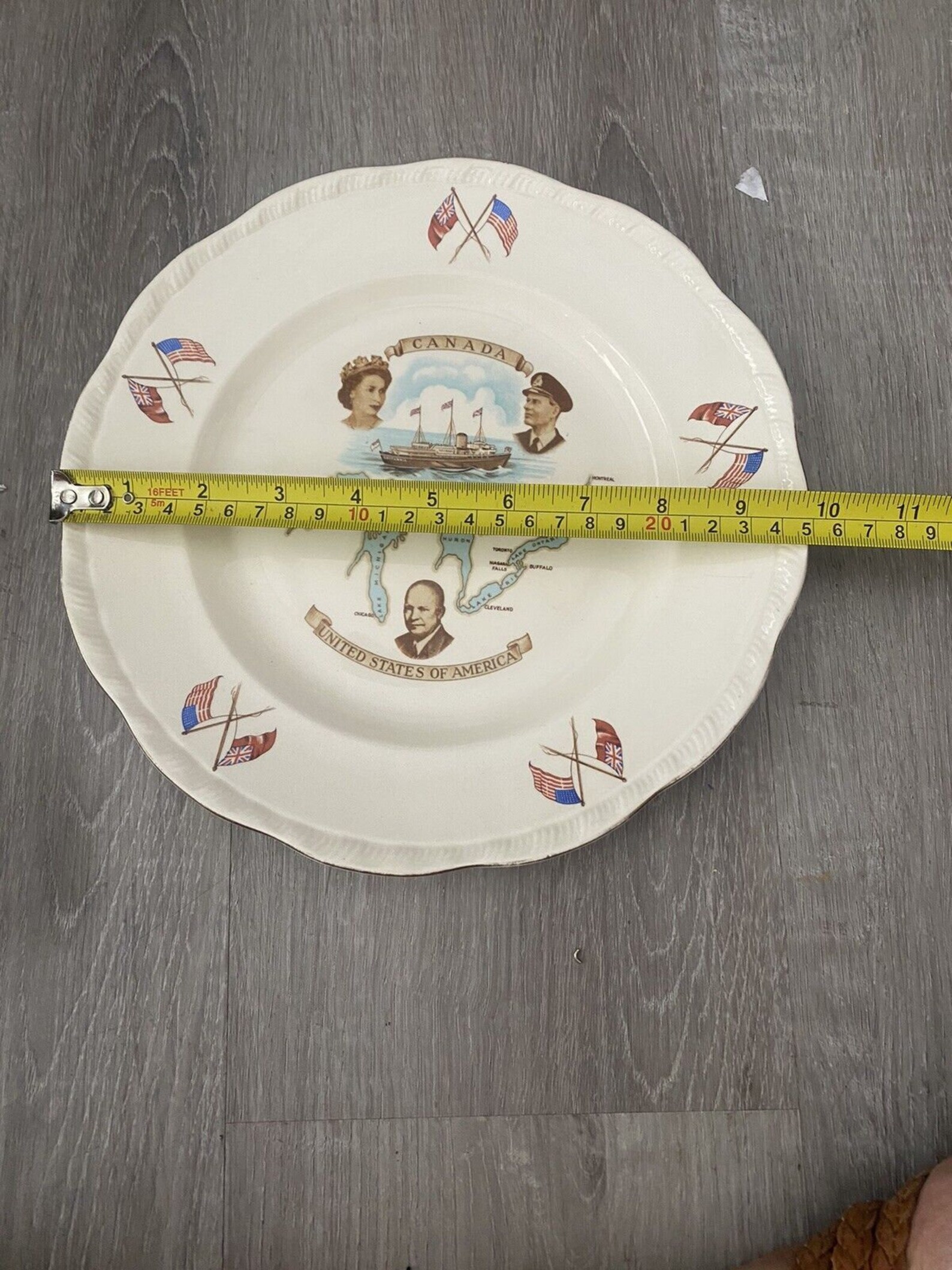 Meakin Plate 1959 Queen Elizabeth & Eisenhower St Lawrence Seaway ...