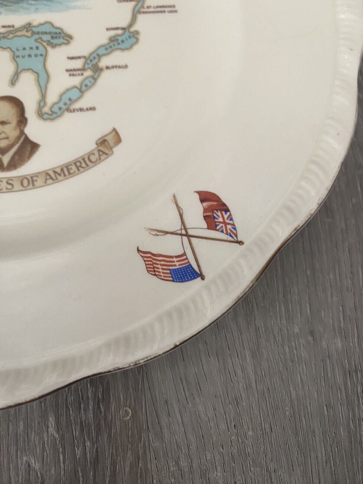 Meakin Plate 1959 Queen Elizabeth & Eisenhower St Lawrence Seaway ...