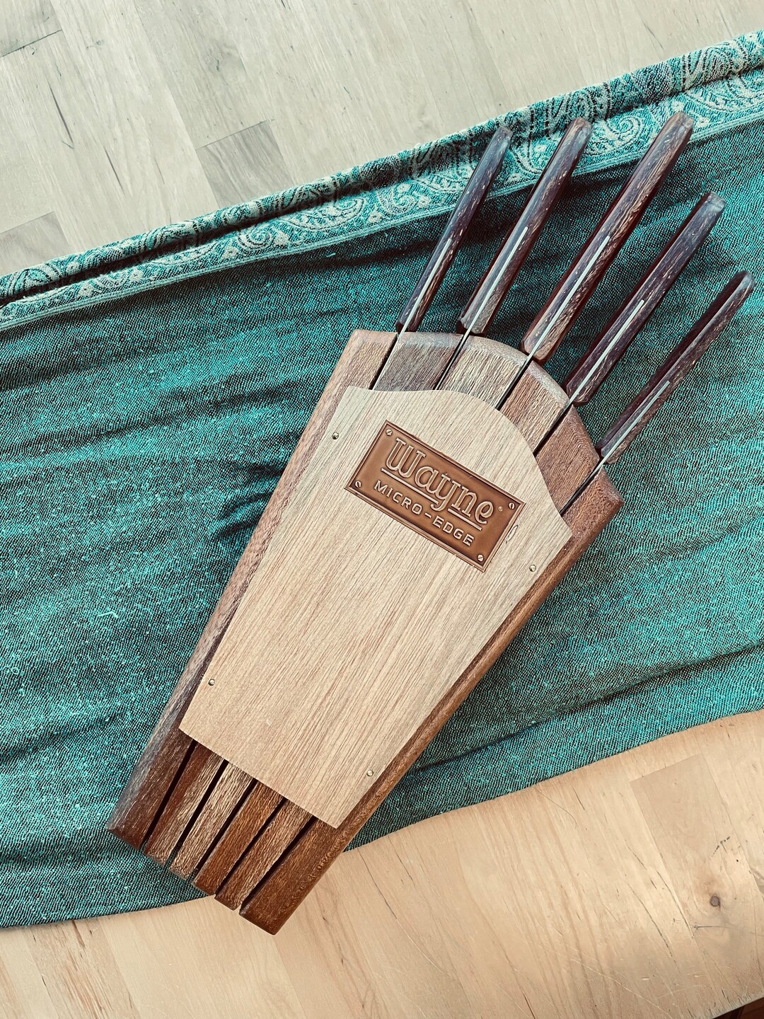 Vintage Wooden Knife Block Vintage Kitchen Kitchen Knives Microblade ...