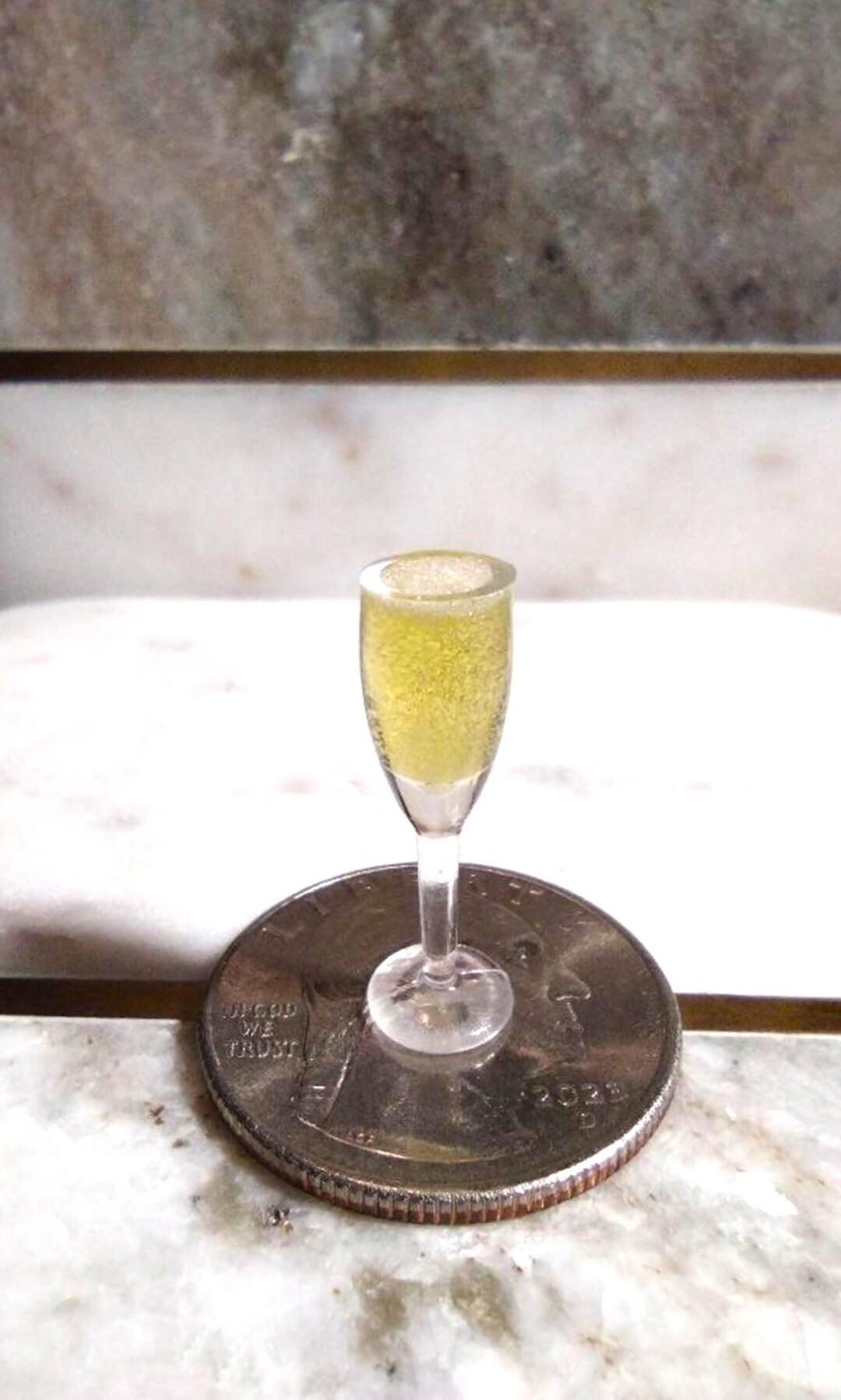 Miniature Glass of Champagne / 1:12 Scale Champagne / Dollhouse ...