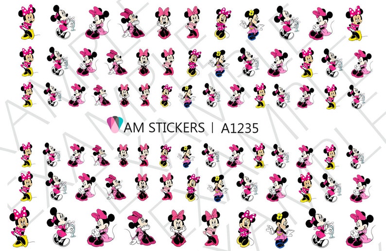 48 Minnie Mouse Nail Decals A1235 - Etsy
