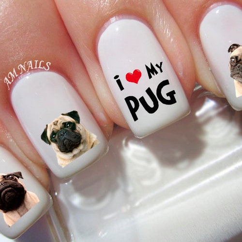 48 Pug Nail Decals A1289 - Etsy