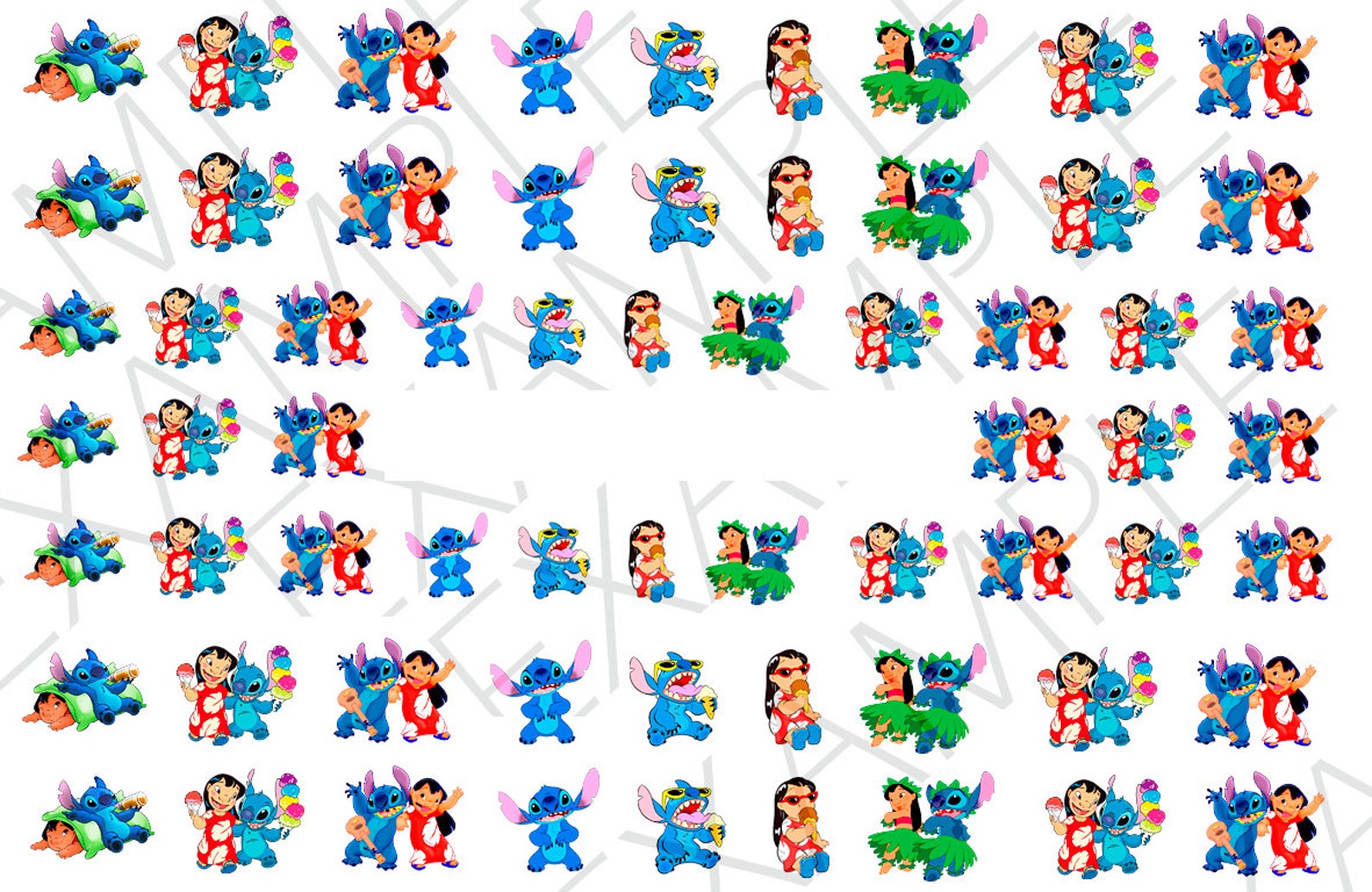 64 Lilo and Stitch Nail Decals A1218 - Etsy