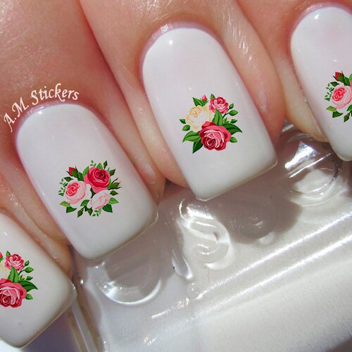 Rose Nail Decals A1004 - Etsy