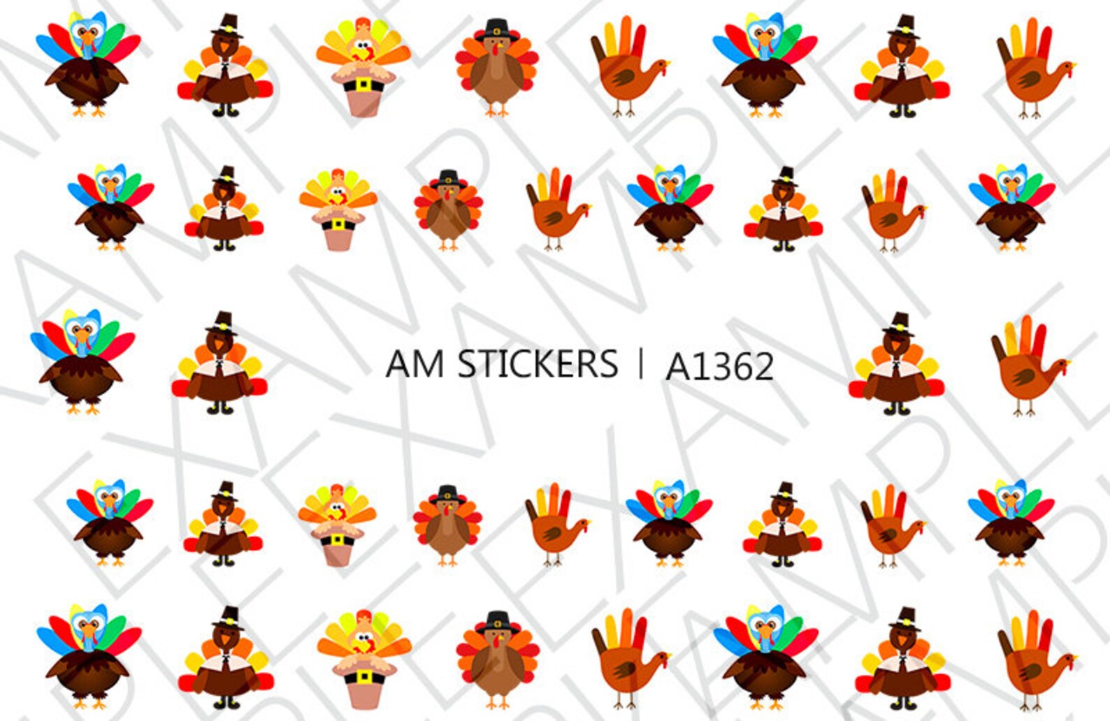 38 Turkey Thanksgiving Nail Decals A1262 - Etsy