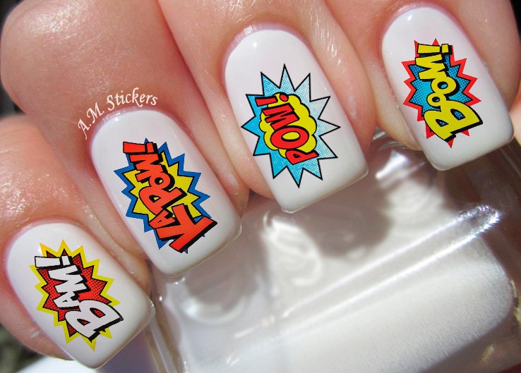 Pow Bam Wham Zap Boom Biff Nail Decals A1203 - Etsy