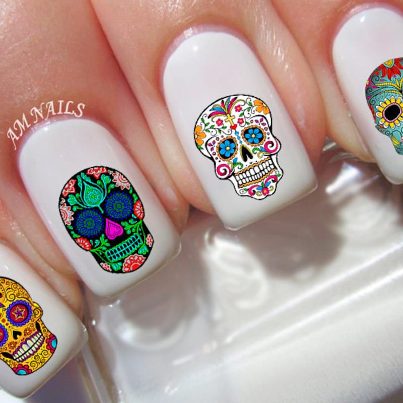 Sugar Skull Nail Art Wrap - Etsy