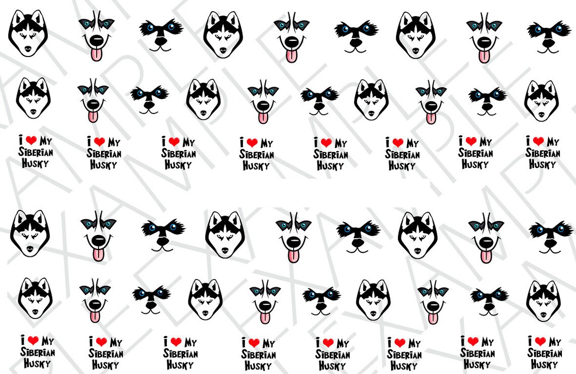 54 Siberian Husky Nail Decals - A1303 - Etsy