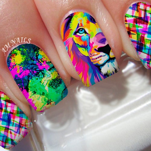 Lion Nail Decals L1015 | Etsy