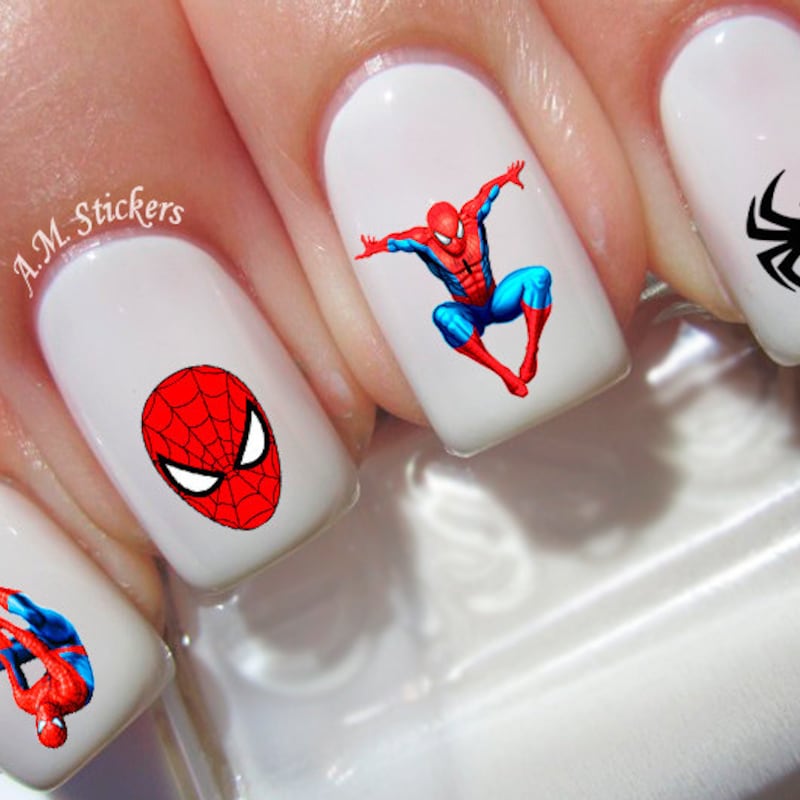 Spiderman Nail Art - Etsy