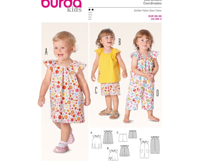 Burda Kids Sewing Pattern Dress Shorts Blouse Overall No. 9435 - Etsy