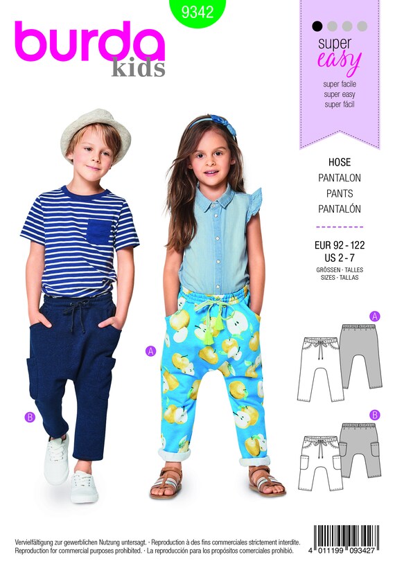 Burda Kids Sewing Pattern Pants 9342 | Etsy