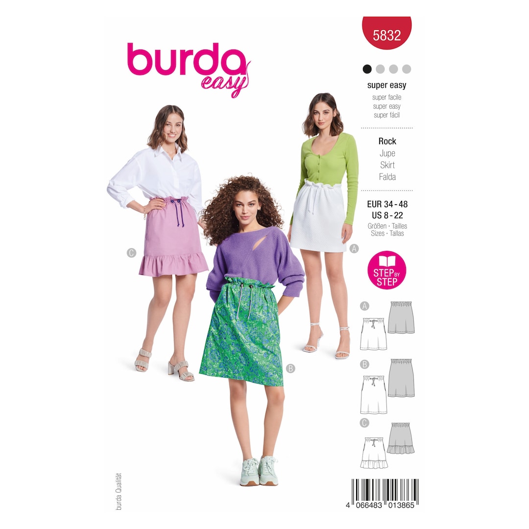 Burda Easy Sewing Pattern No. 5832 - Skirt - Simple - Sporty - 3 ...
